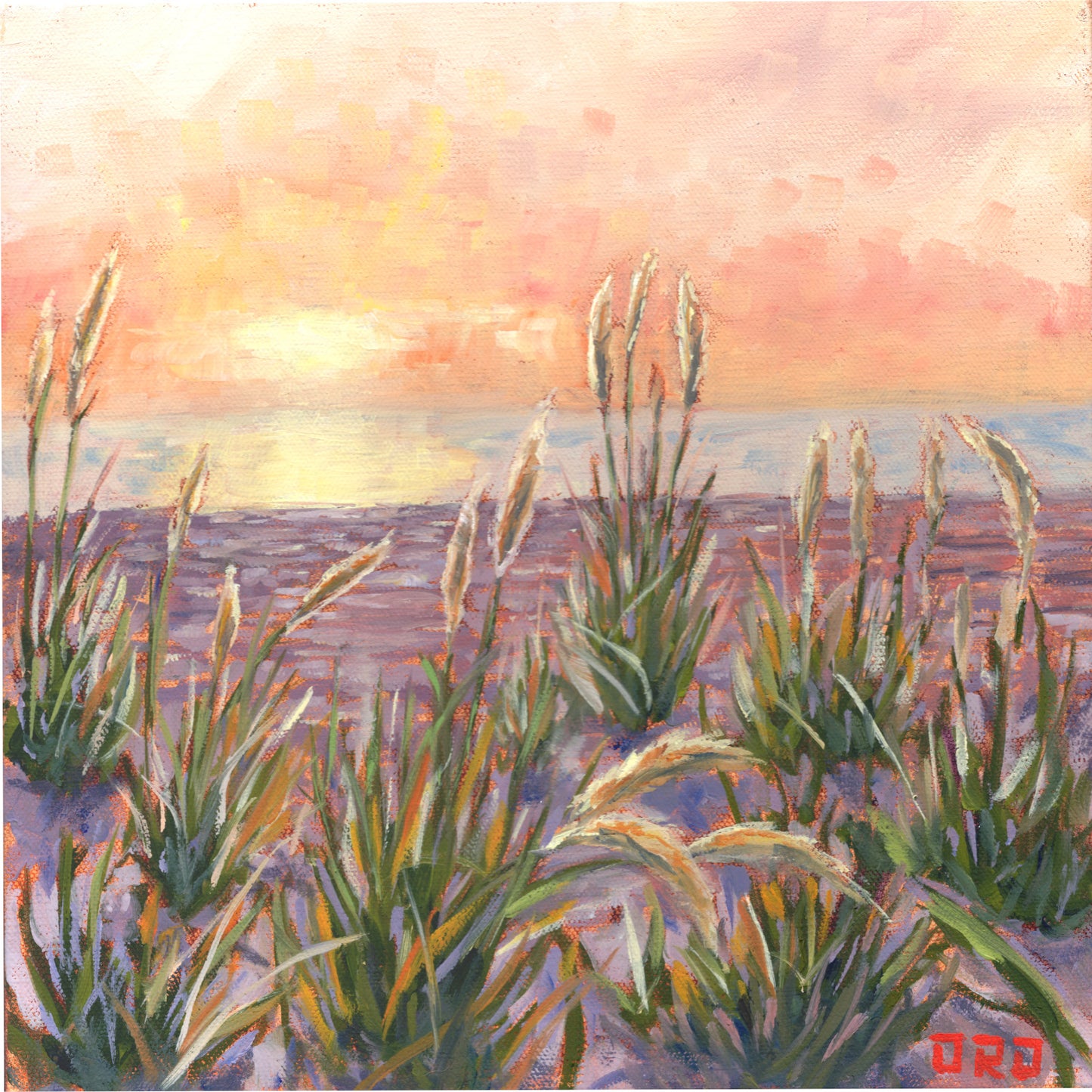 David Dimmick - Beach Grass - Oil on 1.5in Canvas – Square Foot Show